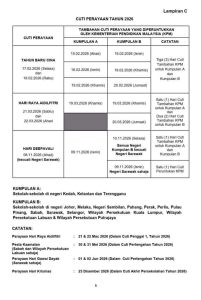 Kalendar 2026: Senarai Cuti Umum dan Cuti Sekolah Malaysia
